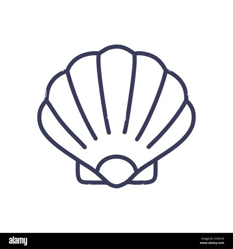 Seashell Outline Simple Line Art Illustration Of A Seashell With A Pearl Perfect For Summer