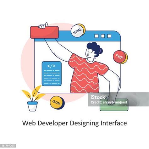 웹 개발자 디자인 인터페이스 벡터 채워진 윤곽선 디자인 그림입니다 흰색 배경의 기호 Eps 10 파일 Html에 대한 스톡 벡터