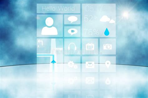 Translucent Ui Panels Are Floating Above Glass Floor With Icons And