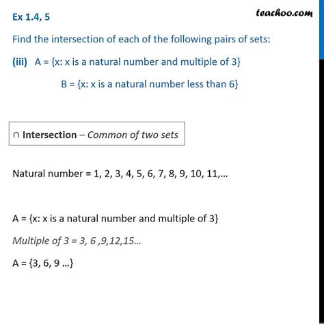 Ex 1 4 5 Find Intersection I X 1 3 5 Y 1 2 3