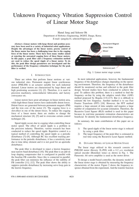 Pdf Unknown Frequency Vibration Suppression Control Of Linear Motor Stage