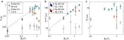 magnetic field dependence of qubit properties a c spin relaxation time