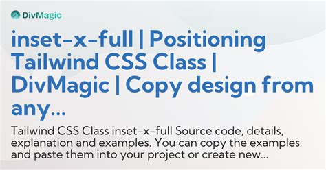Inset X Full Positioning Tailwind Css Class Divmagic Copy Design