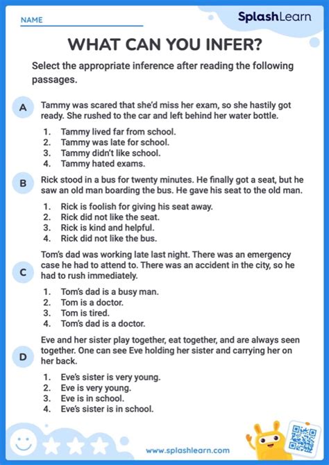 Select The Suitable Inference Ela Worksheets Splashlearn Worksheets Library