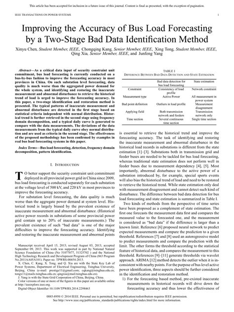 Pdf Improving The Accuracy Of Bus Load Forecasting By A Two Stage Bad