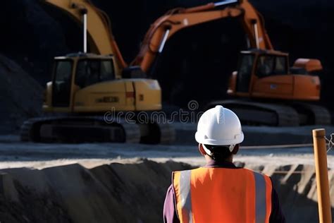 Construction Engineer Supervising Work At Building Site Neural Network