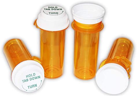 Pharmacy Prescription Vials Touch Down Amber 20 Dram Dual Purpose Caps