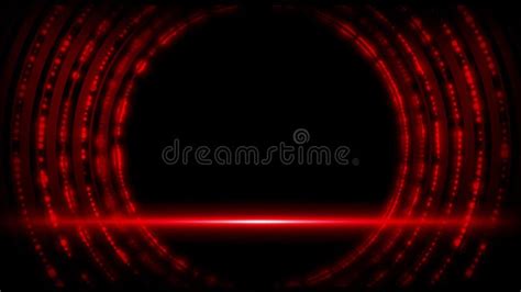 Red Color 3d Circular Ring Shapes With Glowing Circular Dots And 3d