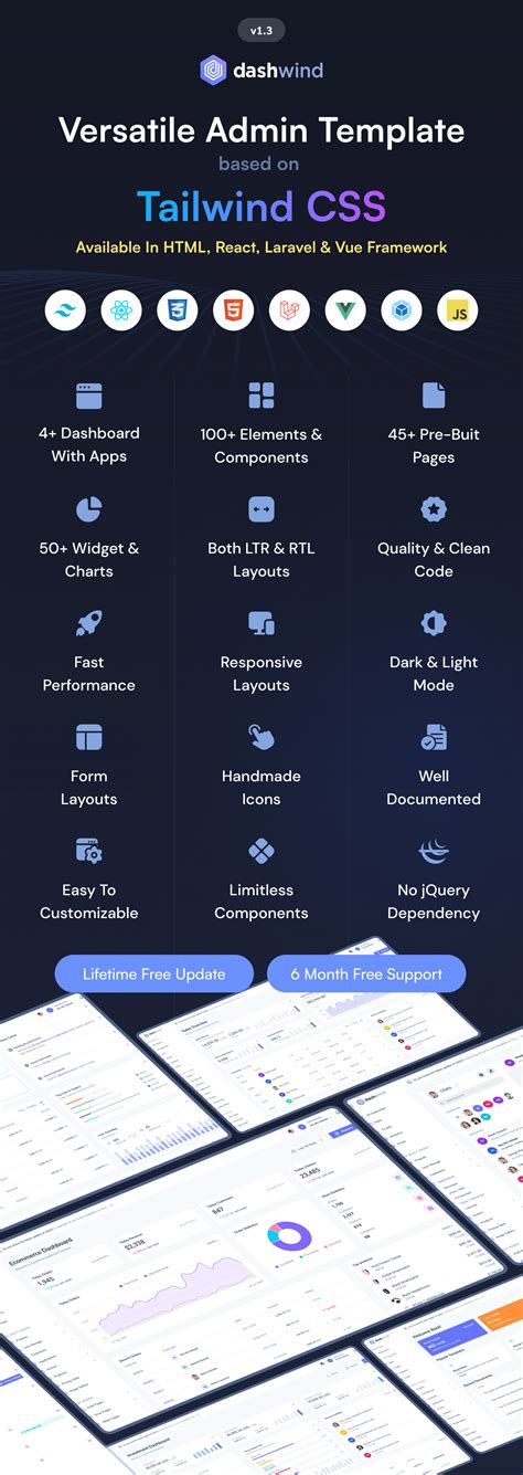 Dashwind React Vue Laravel And Html Tailwind Admin Dashboard Template