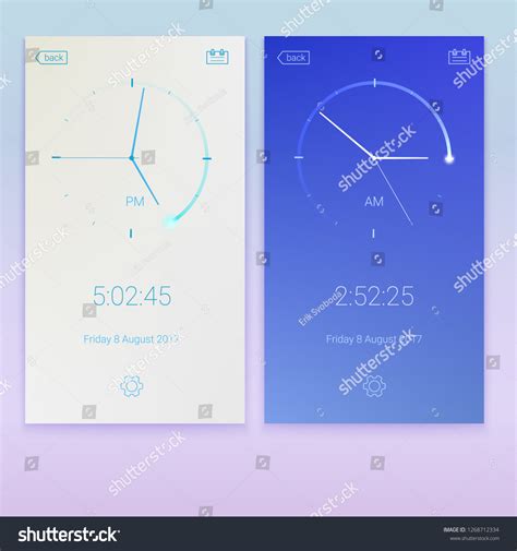 시계 응용 프로그램 Ui 디자인 개념낮과 스톡 일러스트 1268712334 Shutterstock