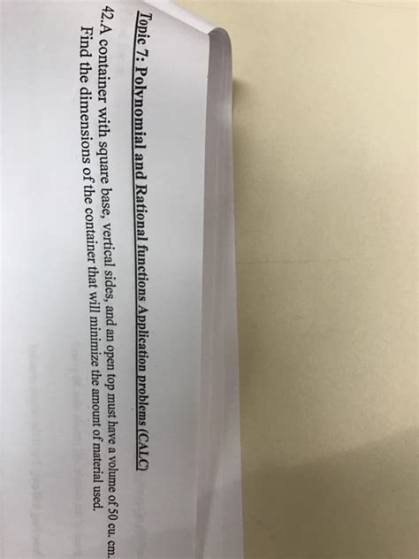 solved a container with square base vertical sides and an