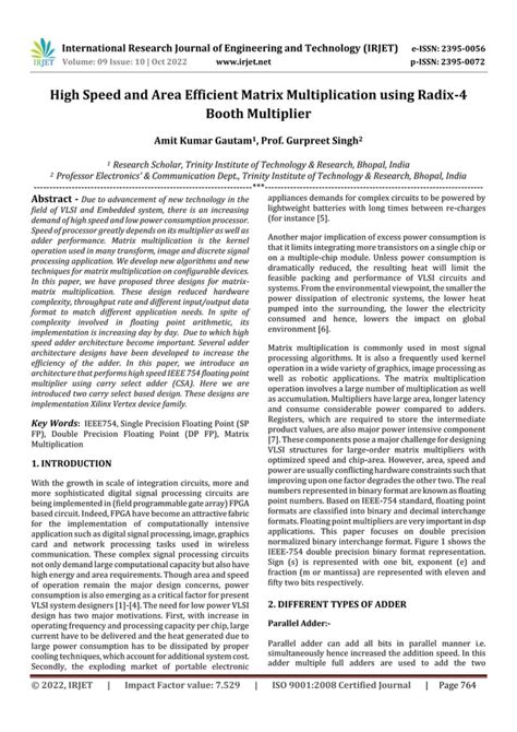 High Speed And Area Efficient Matrix Multiplication Using Radix 4 Booth