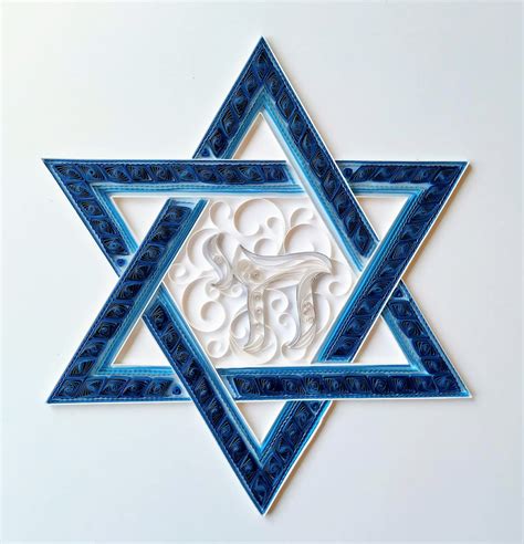 Quilled Star Of David Wall Art Handmade Chai Symbol 10x10 Inches Etsy