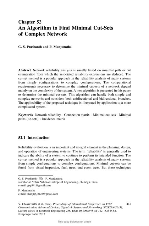 Pdf An Algorithm To Find Minimal Cut Sets Of Complex Network