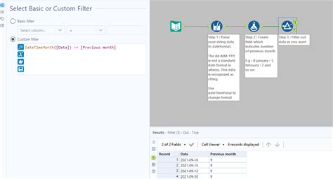 formula for filtering out last month alteryx community