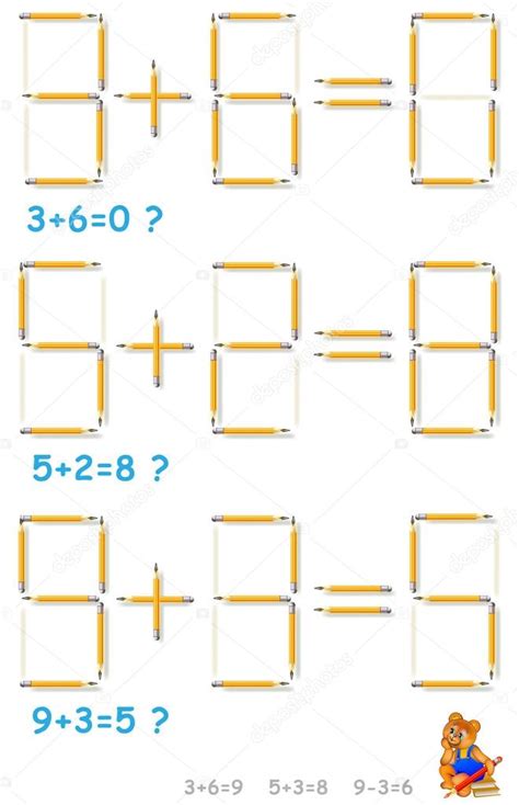 Logic Puzzle In Each Task Move 1 Pencil To Make The Equations Correct