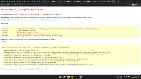 How To Fix Not Enough Memory Resources Are Available To Complete This Operation Asp Net C