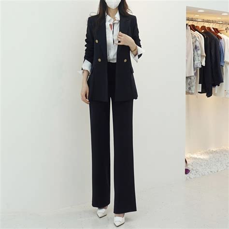 여성 가을정장 플리츠 자켓 슬랙스 투피스 셋업 세미 수트세트 유니폼 면접룩 스타일라떼