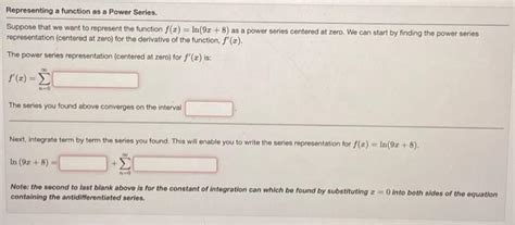 solved a representing a function as a power series suppose