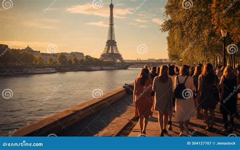 Romantic Sunset Stroll In Famous City Smiles And Love Generated By Ai