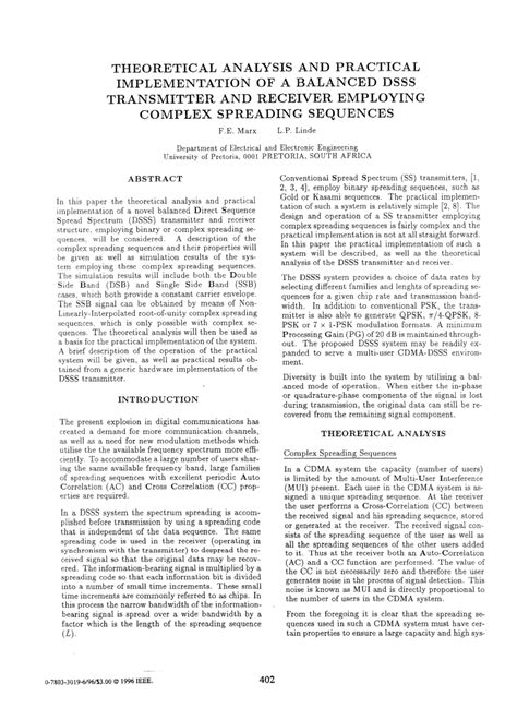 Pdf Theoretical Analysis And Practical Implementation Of A Balanced Dsss Transmitter And