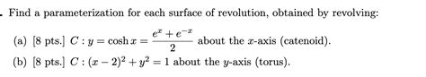 solved find a parameterization for each surface of