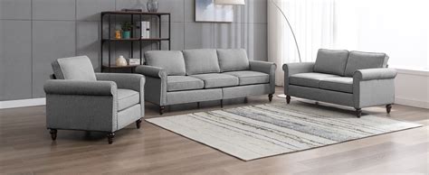Puremind 3 Piece Living Room Sofa Sets Furniture Sectional