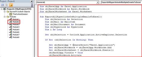 how to quickly export all hyperlinks in multiple outlook emails to excel
