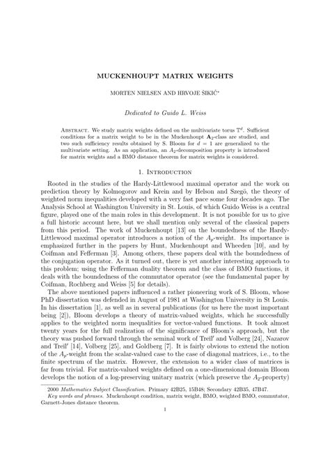 Pdf Muckenhoupt Matrix Weights