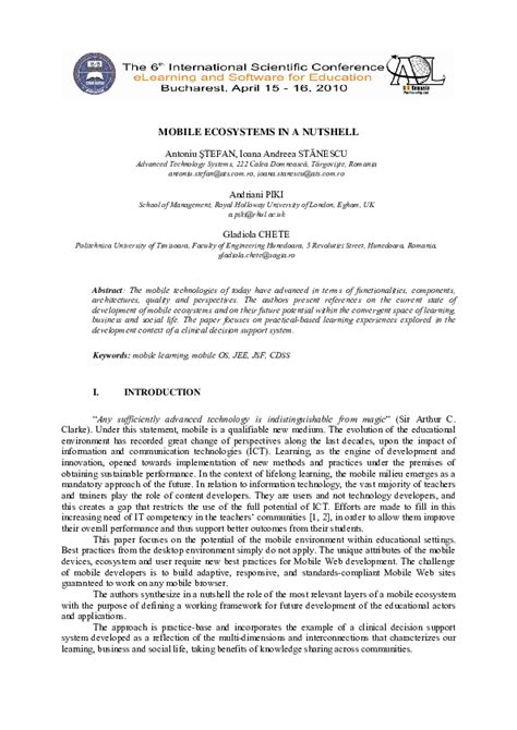 Pdf Mobile Ecosystems In A Nutshell
