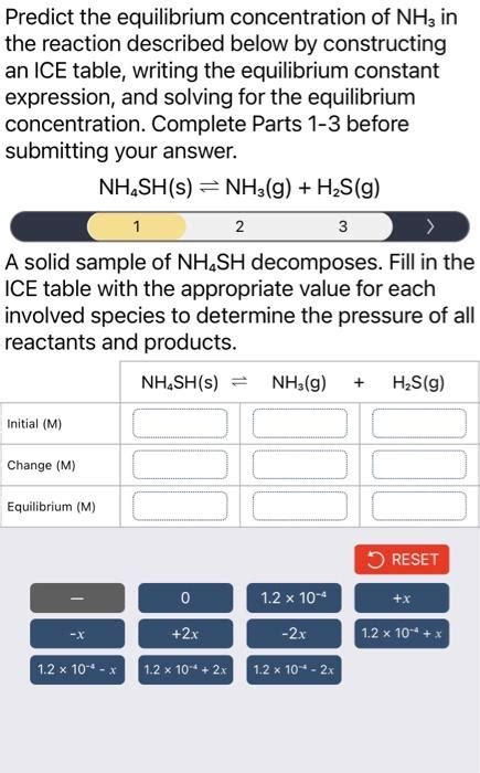 Solved Predict The Equilibrium Concentration Of Nh3 In The