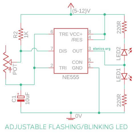 In This 555 Blinking Led Schematic Is The Top Led Polarity Correct I Dont Get How This Would
