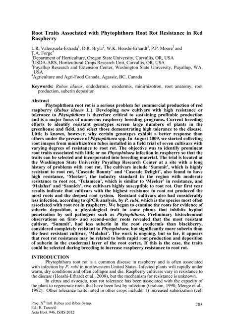 PDF Root Traits Associated With Phytophthora Root Rot Resistance In Red Raspberry