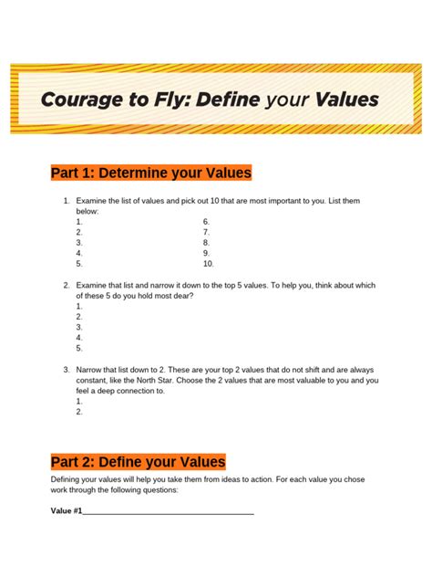 Courage To Fly Define Your Values Pdf