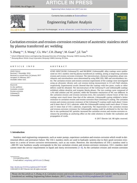 Cavitation Erosion And Erosion Corrosion Resistance Of Austenitic