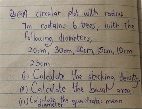 Solved Qqa Circular Plot With Radius Im Contains 6 Trees With The