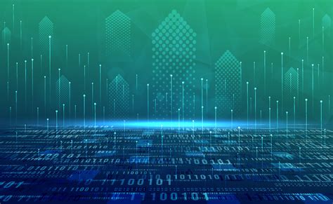 Digital Technology Banner Green Blue Background Cyber Technology Circuit Abstract Binary Tech