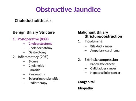 Causes Of Obstructive Jaundice In Surgical Patients Ppt