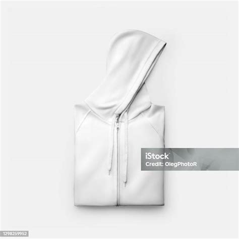 흰색 접힌 후드의 모형 아름답게 배치 후드에 넥타이 전면 보기 배경에 고립 접힌에 대한 스톡 사진 및 기타 이미지 접힌 운동복 흰색 Istock