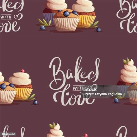 머핀과 베리가 있는 매끄러운 패턴 베이킹 베이커리 숍 요리 달콤한 제품 디저트 페이스트리 컨셉 0명에 대한 스톡 벡터 아트 및 기타 이미지 Istock