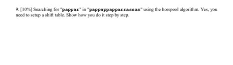 Solved Horspool Algorithm Is Defined As Algorithm