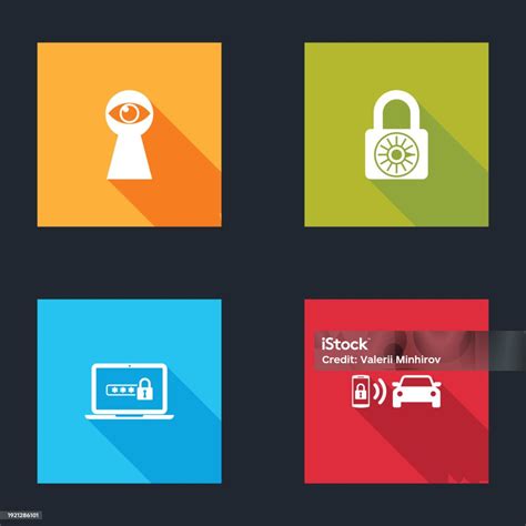 Set Keyhole With Eye Safe Combination Lock Wheel Laptop Password And Smart Car Alarm System Icon