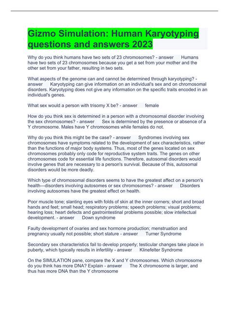 Gizmo Simulation Human Karyotyping Questions And Answers 2023 Gizmo Stuvia Us