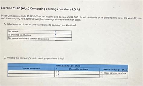 solved exercise 11−20 algo computing earnings per share lo