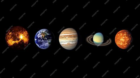 Solar System Planets On Black Background Premium Ai Generated Image