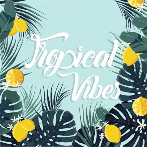 레몬과 함께 열 대 잎 배경 Eps Uidownload