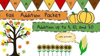 Addition With Pictures Fall Themed By Kinderland Krazies TPT