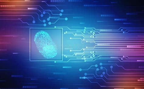 Abstract Security System Concept With Fingerprint On Technology Background Biometric