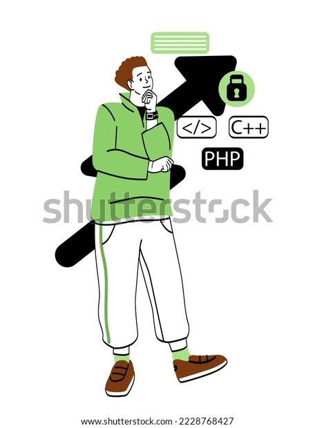 concept career growth male developer programmer stock vector royalty