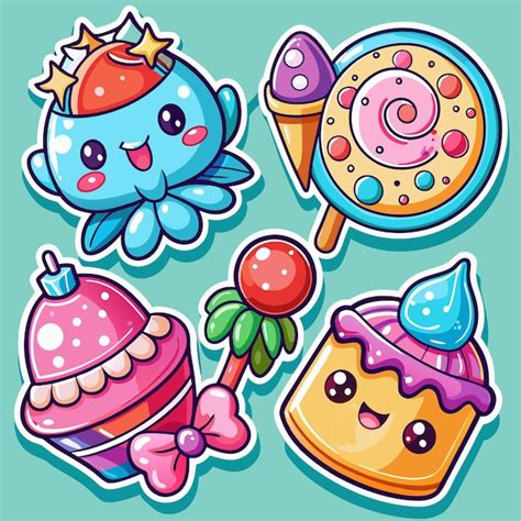 Cute Sticker Sweet Candy Icon Premium Ai Generated Vector